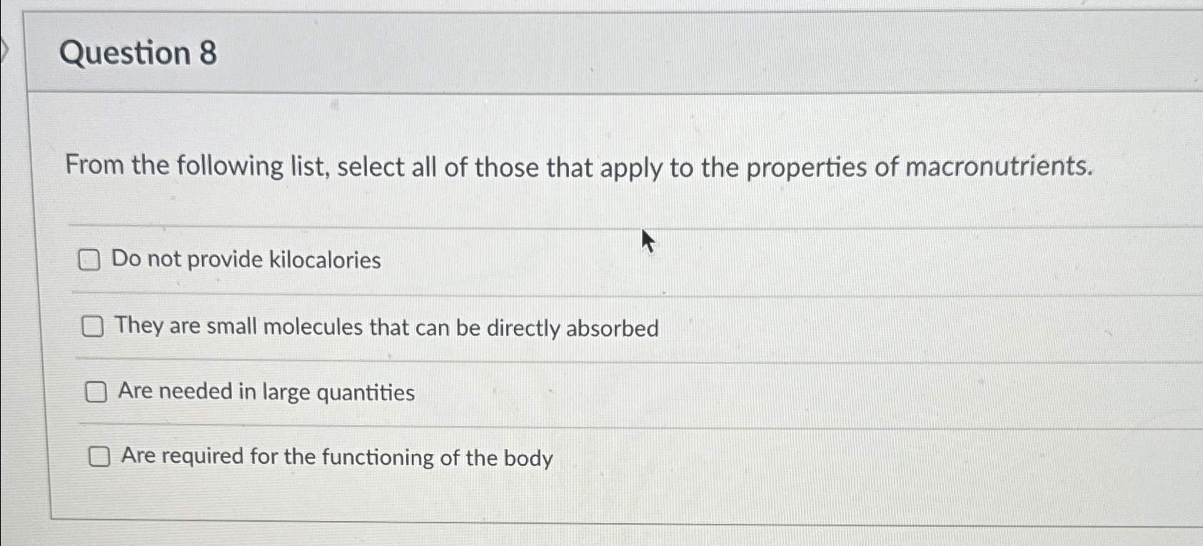 Solved Question 8From the following list, select all of | Chegg.com