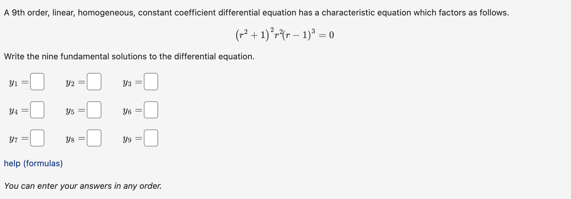 Solved A 9th Order Linear Homogeneous Constant
