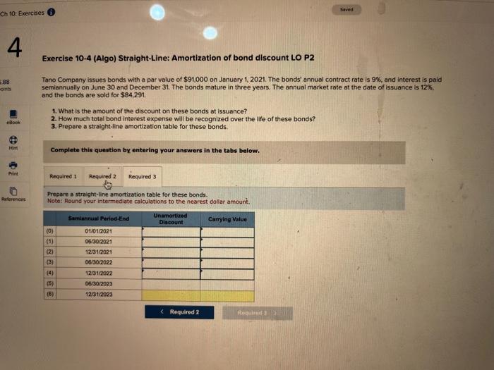 Solved Exercise 10-4 (Algo) Straight-Line: Amortization of | Chegg.com Solved Exercise 10-4 (Algo) Straight-Line: Amortization of | Chegg.com