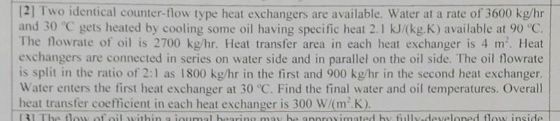 Solved [2] Two identical counter-flow type heat exchangers | Chegg.com