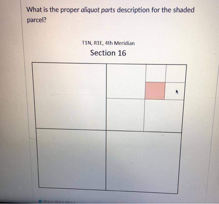Solved What is the proper aliquot parts description for the | Chegg.com