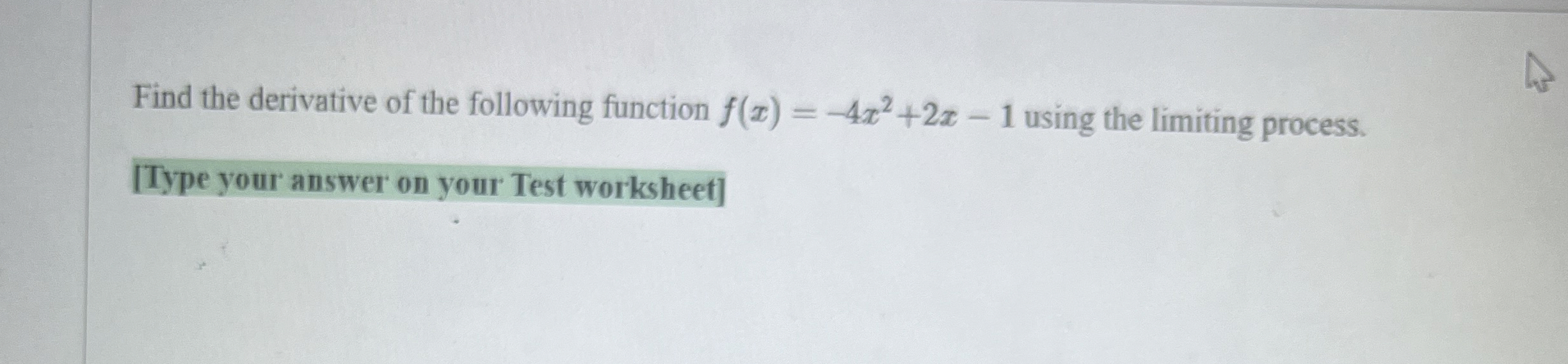 Solved Find the derivative of the following function | Chegg.com