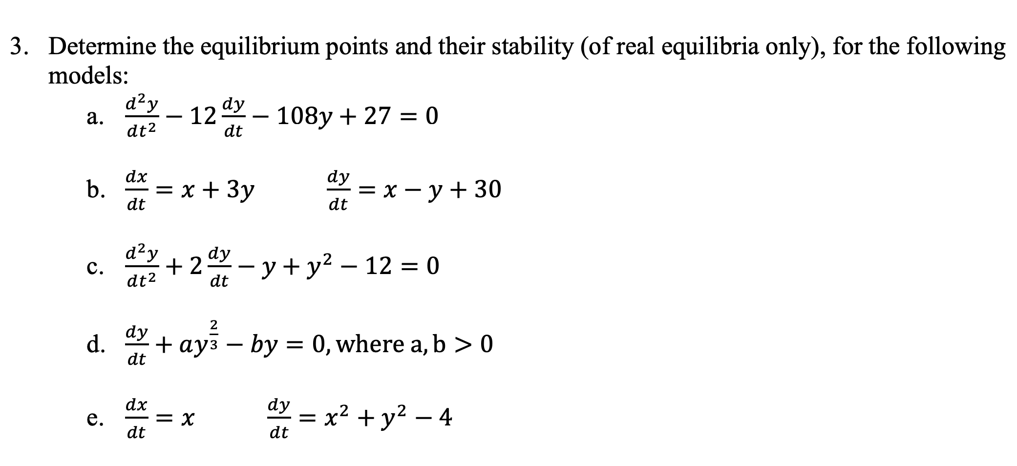 Determine the equilibrium points and their stability | Chegg.com