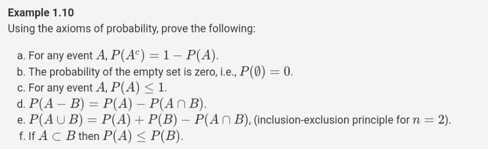 Solved = - = Example 1.10 Using the axioms of probability, | Chegg.com