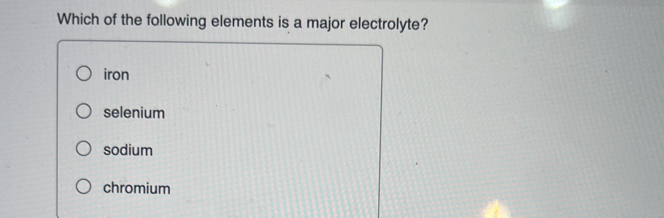 Solved Which of the following elements is a major | Chegg.com