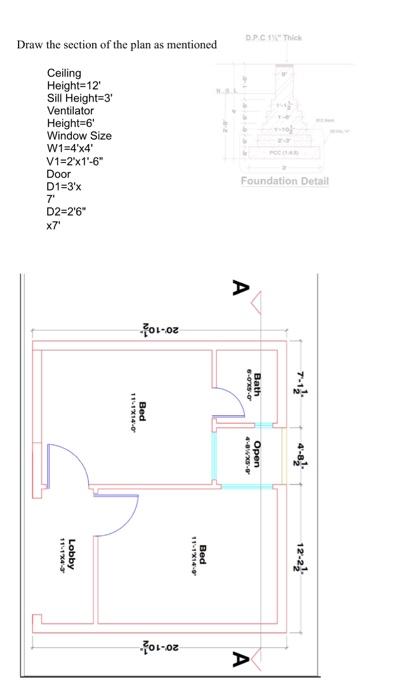 Solved DPC Thick Draw the section of the plan as mentioned | Chegg.com