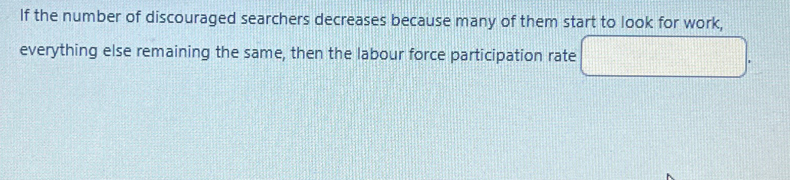 Solved If the number of discouraged searchers decreases | Chegg.com