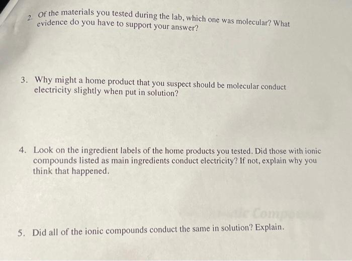 adhere to lab instructions and complete the table. | Chegg.com