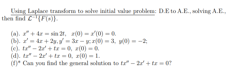 Solve BUsing Laplace transform to solve initial value | Chegg.com