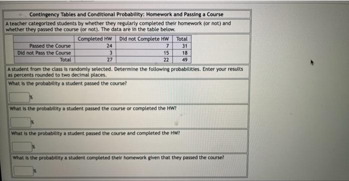 Solved Contingency Tables and Conditional Probability: | Chegg.com