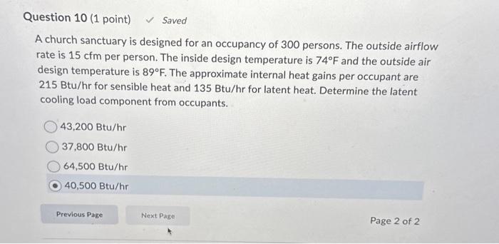 Solved A church sanctuary is designed for an occupancy of | Chegg.com
