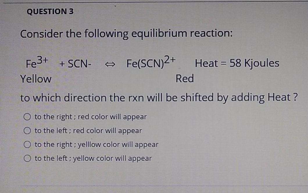 Solved QUESTION 3 Consider the following equilibrium | Chegg.com