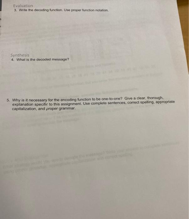 Solved Evaluation 3. Write the decoding function. Use proper | Chegg.com