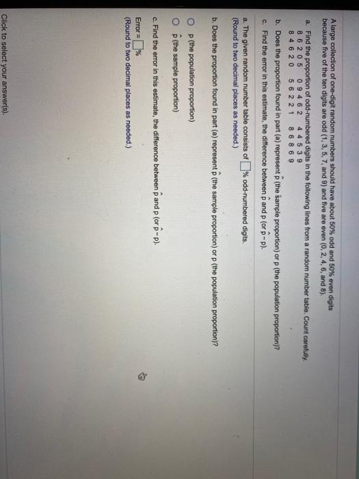Solved A large collection of one-digit random numbers should | Chegg.com
