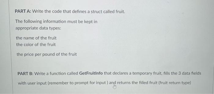 Solved Part A Write The Code That Defines A Struct Called 8306