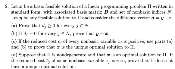 2. Let u be a basic feasible solution of a linear | Chegg.com