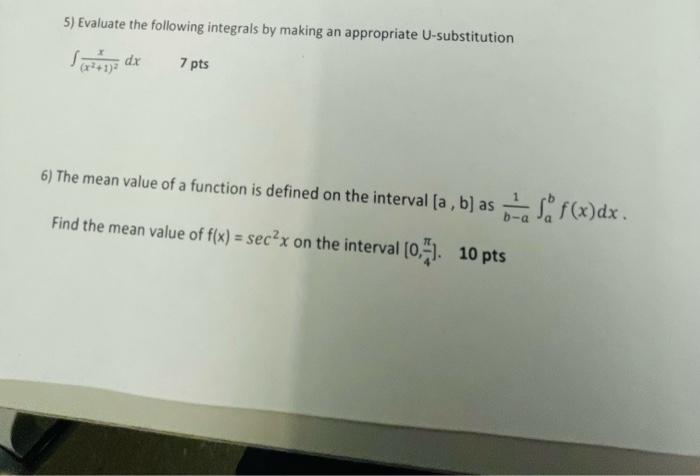 Solved 5) Evaluate the following integrals by making an | Chegg.com