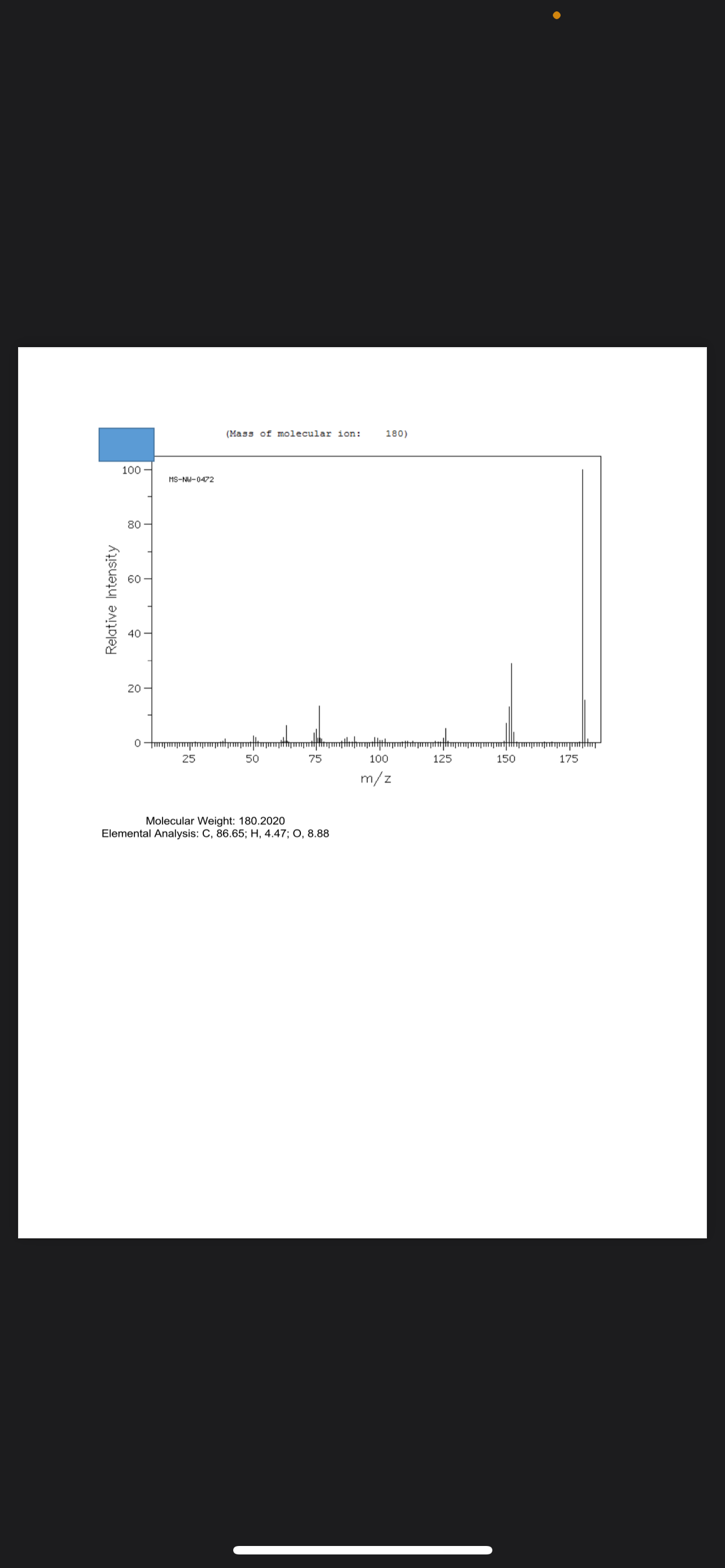 Solved Molecular Weight: 180.2020Elemental Analysis: | Chegg.com