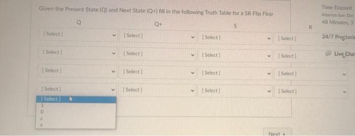 Solved Given the Present State (Q) and Next State (Q+) fill | Chegg.com