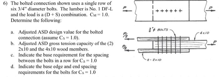 Solved 6) The bolted connection shown uses a single row of | Chegg.com