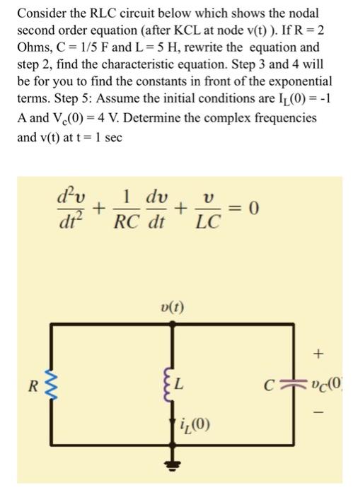 Solved Consider the RLC circuit below which shows the nodal | Chegg.com