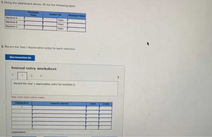 solve table and journal entries for machines a, b, | Chegg.com
