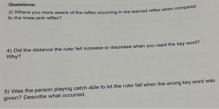 Solved B) The learned reflex - catching a ruler The learned | Chegg.com