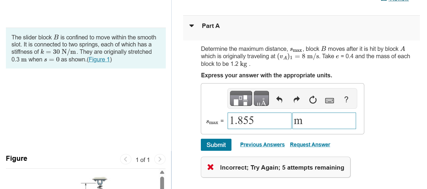 Solved The slider block B is ﻿confined to ﻿move within the | Chegg.com