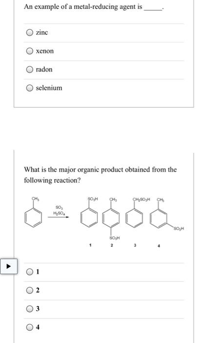 Solved An example of a metal-reducing agent is zinc Xenon | Chegg.com