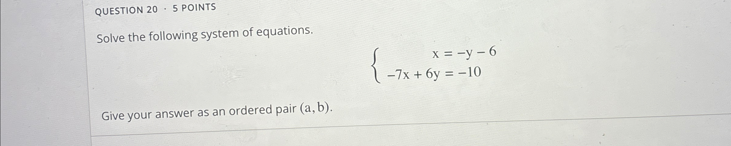 Solved QUESTION 20*5 POINTSSolve the following system of | Chegg.com Solved QUESTION 20*5 POINTSSolve the following system of | Chegg.com