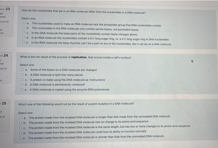 Solved stion 23 yet How do the nucleotides that are in an | Chegg.com