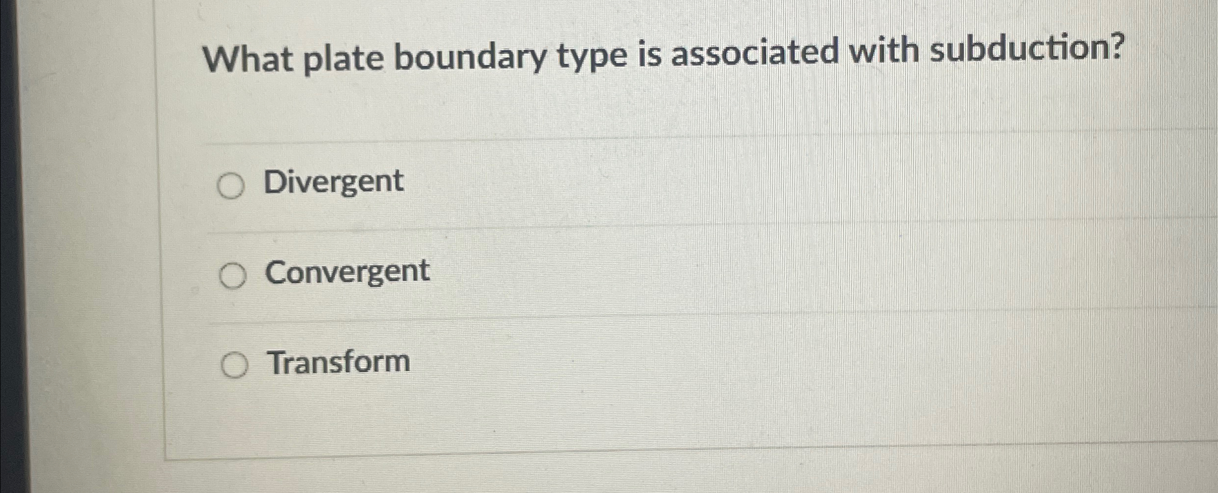 Solved What plate boundary type is associated with | Chegg.com