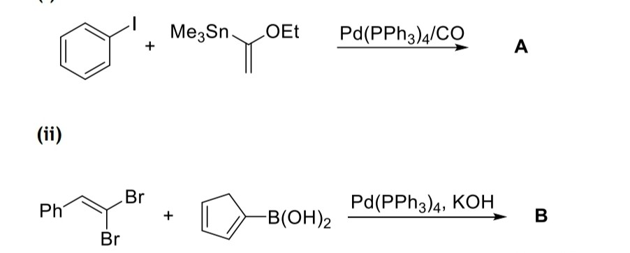 Solved MezSnOEt Pd(PPh3)4/CO (ii) Phyor B(OH)2 Pa(PPhy, KOH | Chegg.com