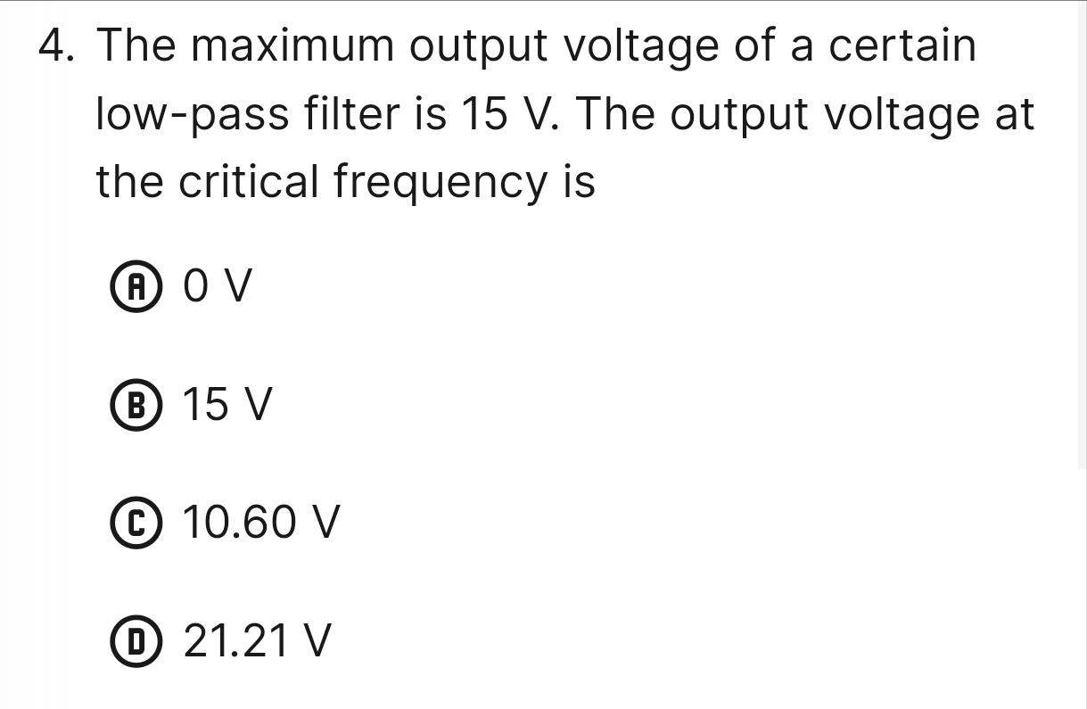 Solved The maximum output voltage of a certain low-pass | Chegg.com