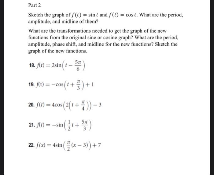 Solved Sketch the graph of f(t)=sint and f(t)=cost. What are | Chegg.com
