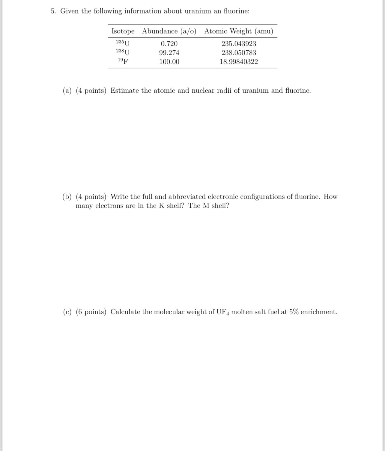 Solved Given the following information about uranium an | Chegg.com
