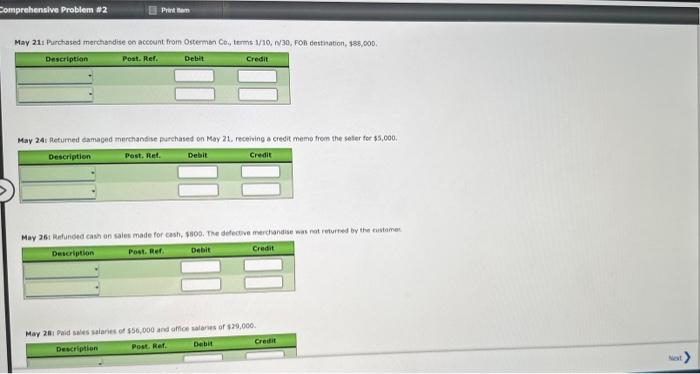 Comprehensive Problem 2 Part. 1 and Part 2 : 110 cach | Chegg.com