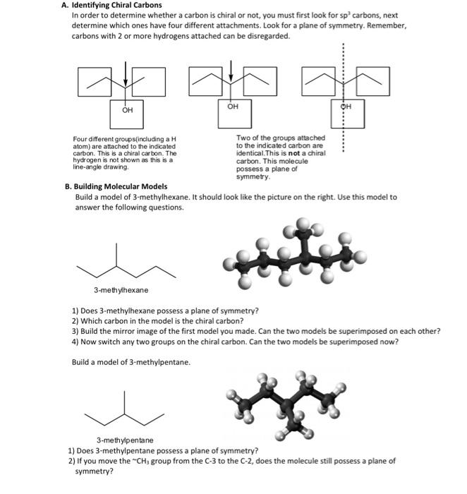 Solved A. Identifying Chiral Carbons In order to determine | Chegg.com
