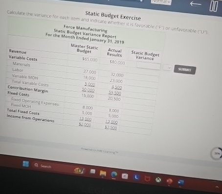 Solved Static Budget ExerciseCalculate the variance for each | Chegg.com