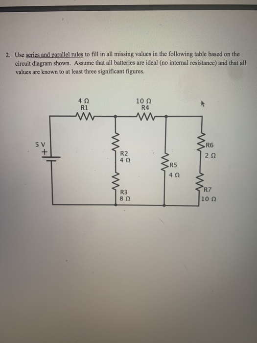 Solved 2. Use series and parallel rules to fill in all | Chegg.com