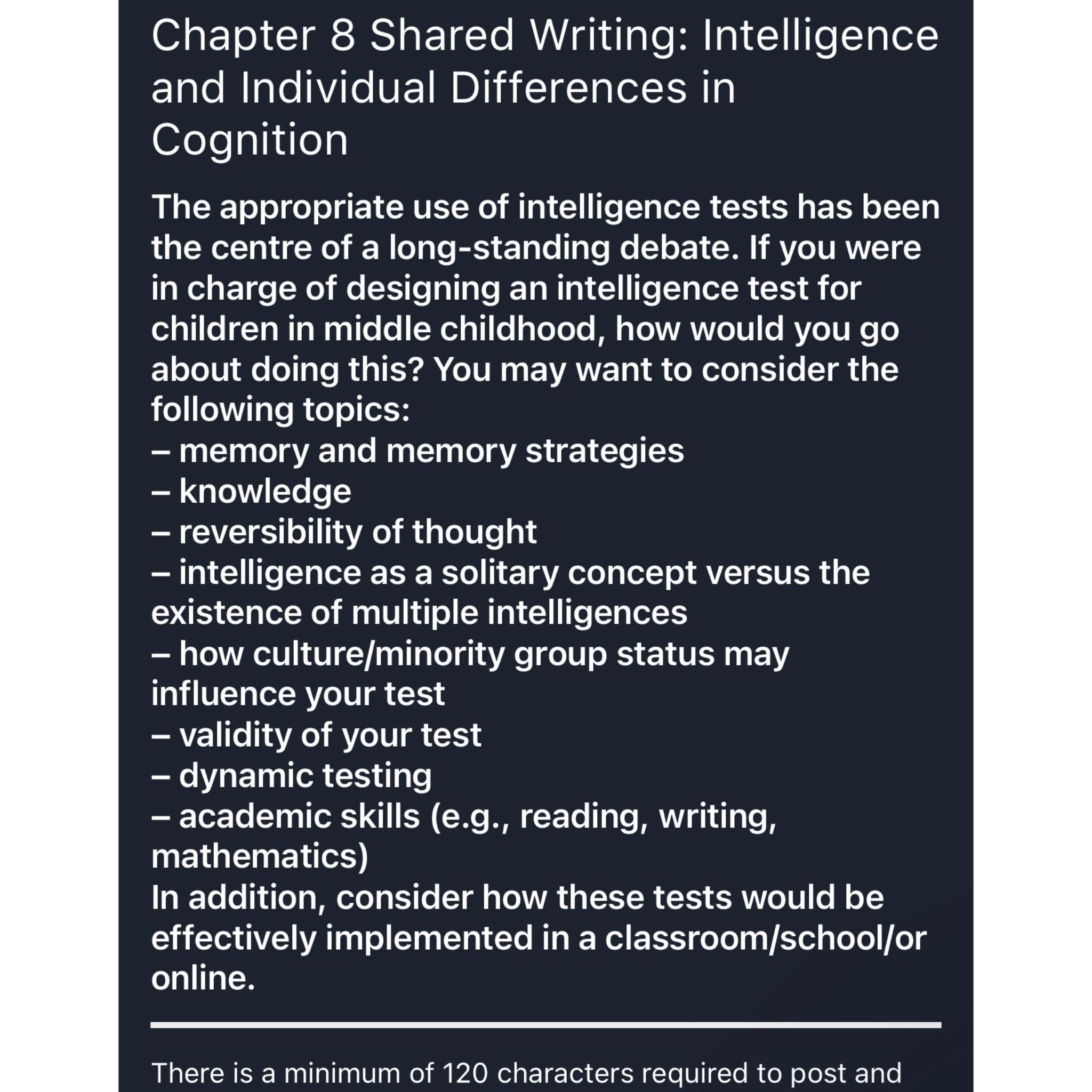 Solved Chapter 8 ﻿Shared Writing: Intelligence and | Chegg.com