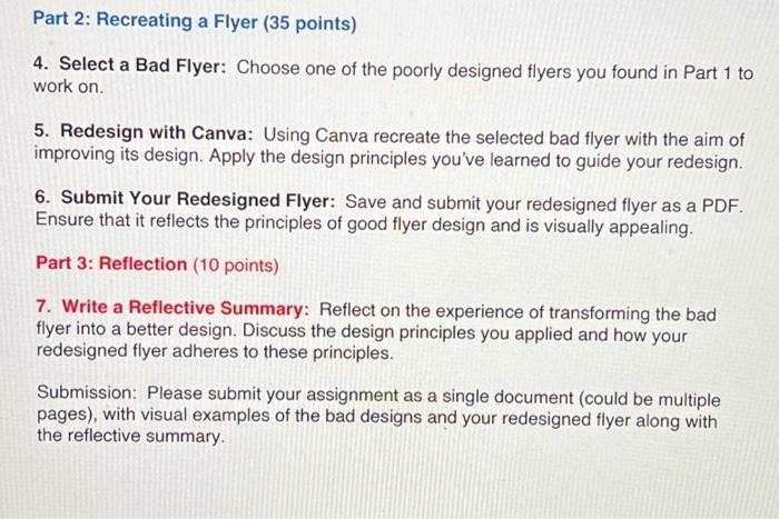 Analyzing and Improving Flyer Design Assignment | Chegg.com