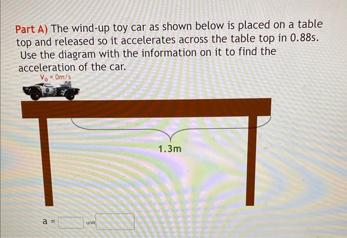 Solved Part A) The wind-up toy car as shown below is placed | Chegg.com