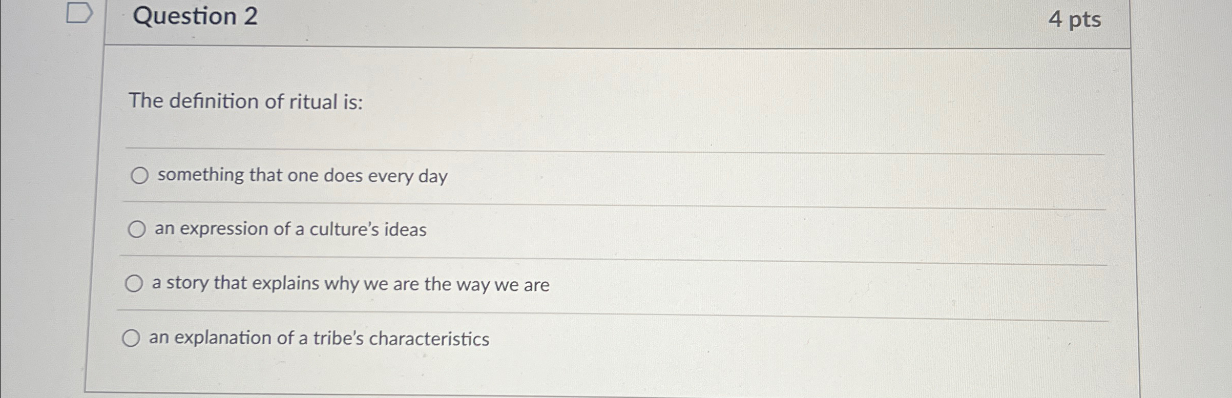 Solved Question 24 ﻿ptsThe definition of ritual is:something | Chegg.com