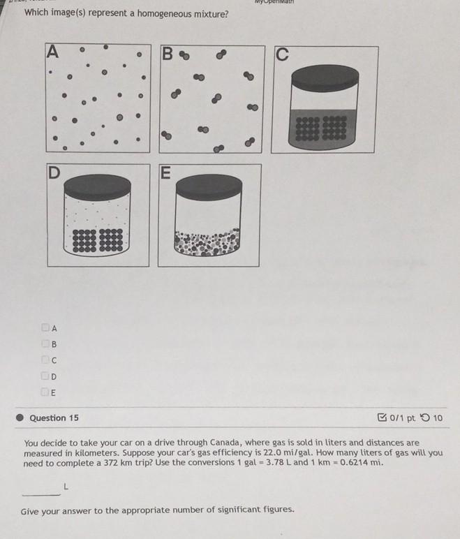 Solved Which image(s) represent a homogeneous mixture? A B C | Chegg.com
