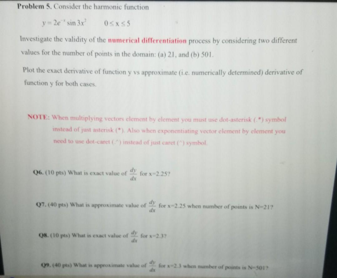 Solved Problem 5. Consider the harmonic function y = 2e 'sin | Chegg.com