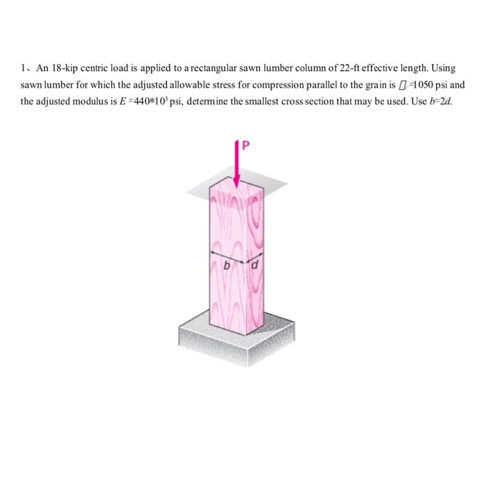 Solved 1. An 18-kip centric load is applied to a rectangular | Chegg.com