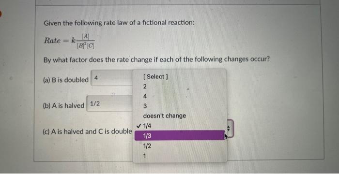 Solved Given the following rate law of a fictional reaction: | Chegg.com