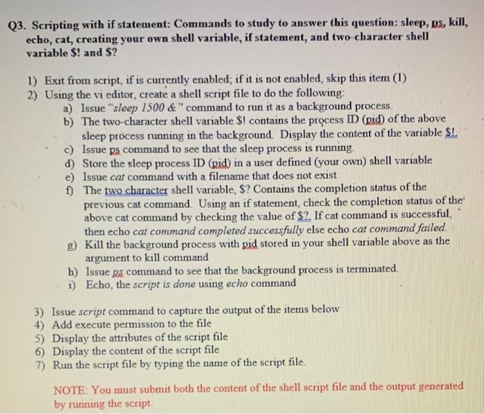 Solved Q3. Scripting with if statement: Commands to study to | Chegg.com