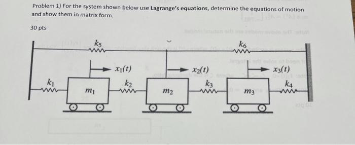 Solved Problem 1) For the system shown below use Lagrange's | Chegg.com Solved Problem 1) For the system shown below use Lagrange's | Chegg.com